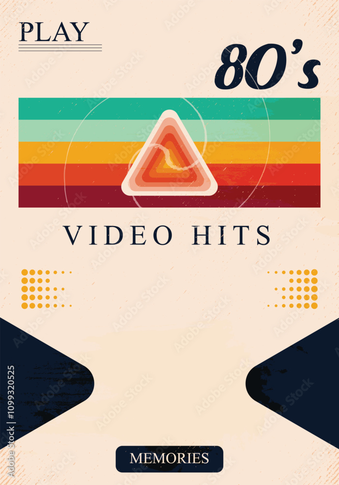 Creative poster 80s 90s retro design using vibrant vector shapes in a ...