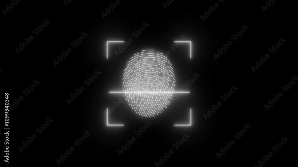 Biometric fingerprint scan for access video Animation of fingerprint scanning over shapes moving ...