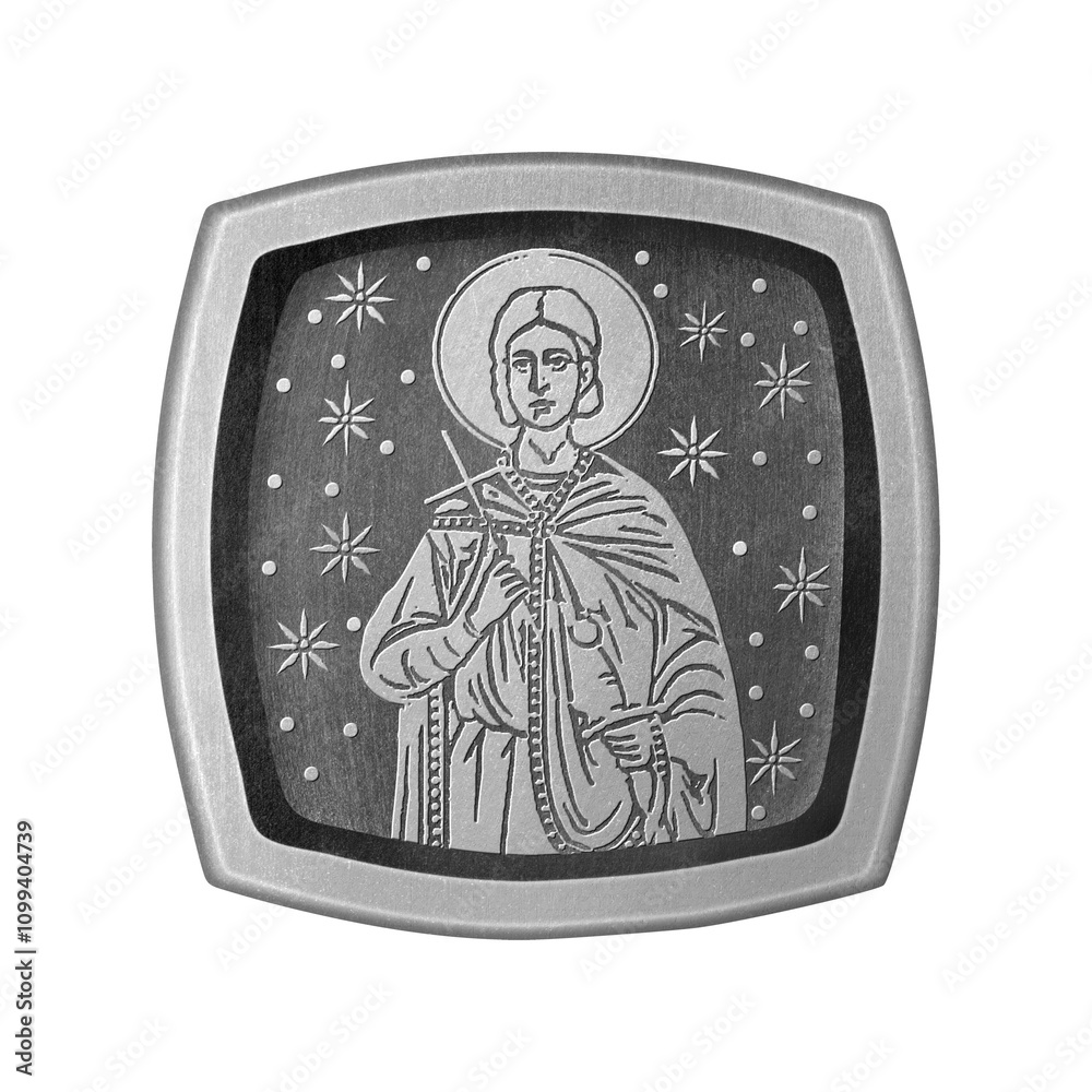 Orthodox traditional decoration of Saint Varus. Silver Christian jewel ...