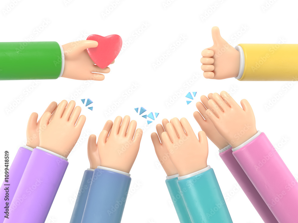 Transparent Backgrounds Mock-up.Set of people hands clapping, giving ...