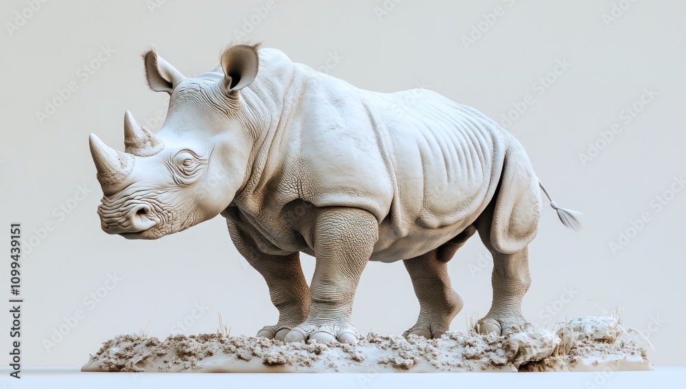 Here's a description and keywords for your image.. White rhino ...