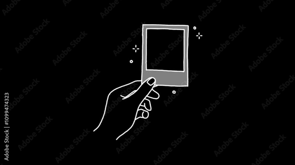 hand holding a frame Sketch cartoon doodle hand drawing motion graphics ...