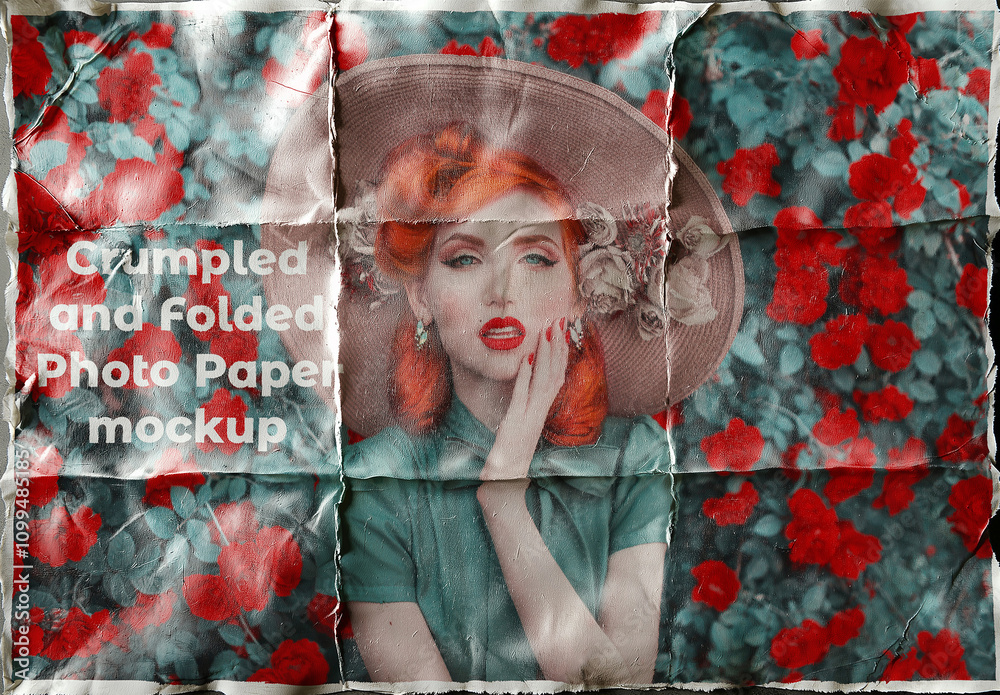 Crumpled Photo Paper Effect Mockup AI Generated Stock Template | Adobe ...