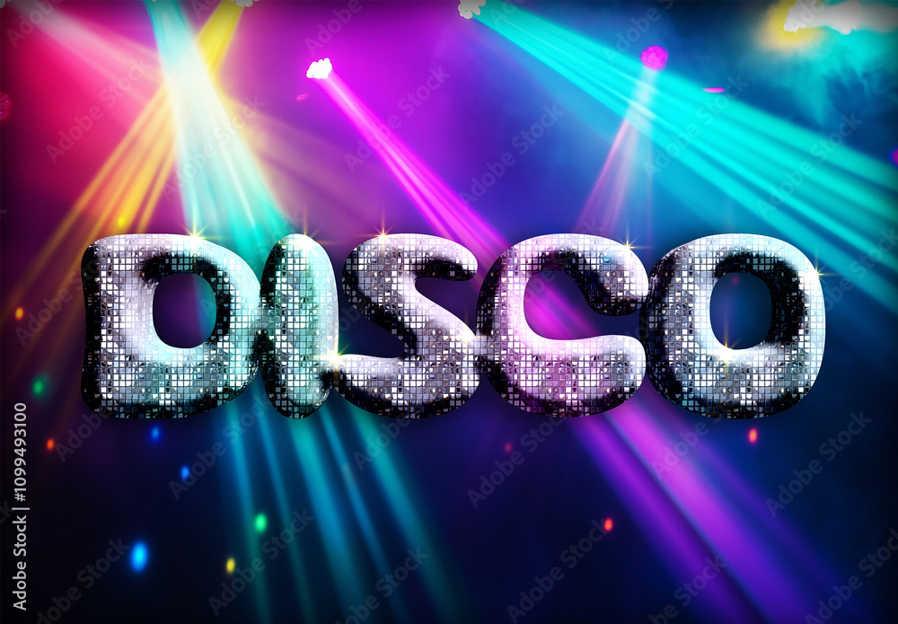 Disco Ball Text Effect with AI Elements Stock Template | Adobe Stock