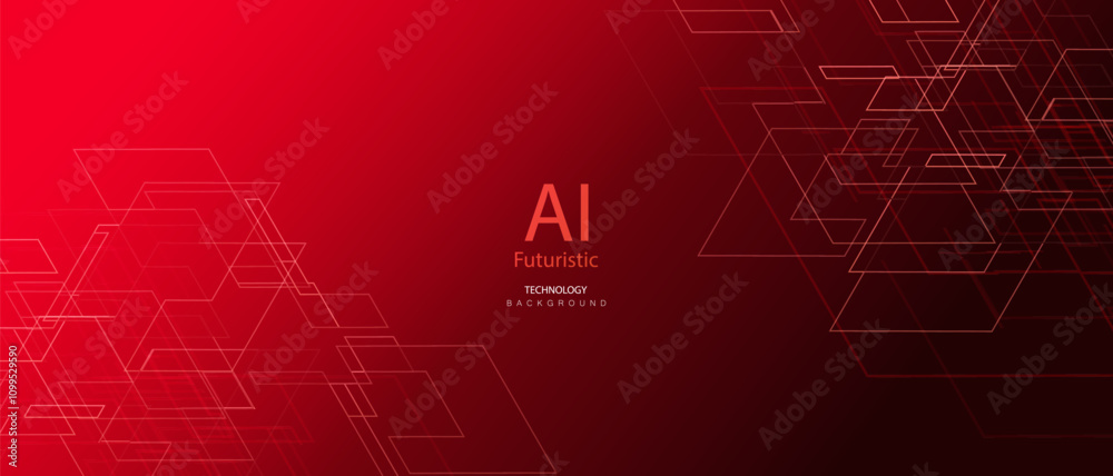 Architecture ai red web banner. Innovation city technology background ...