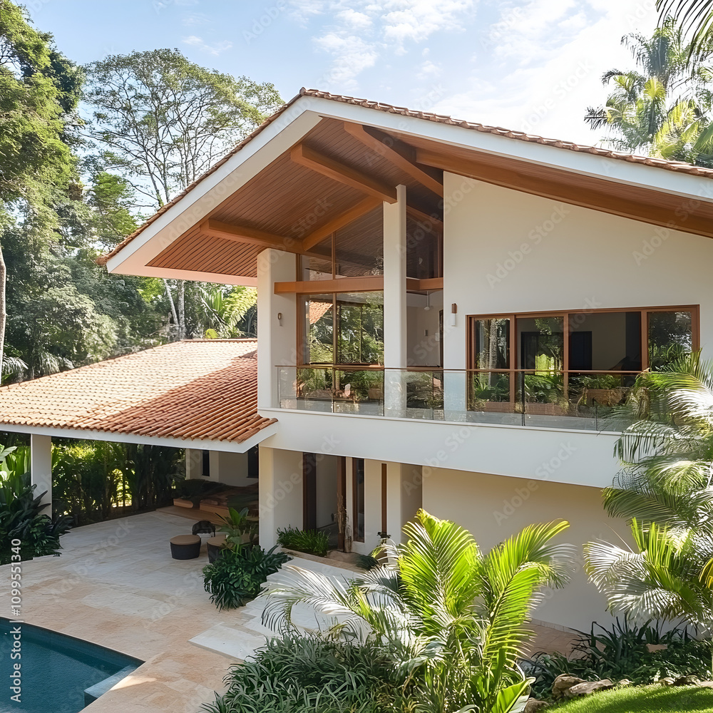 A two-story house in a small horizontal condominium, featuring a multi ...