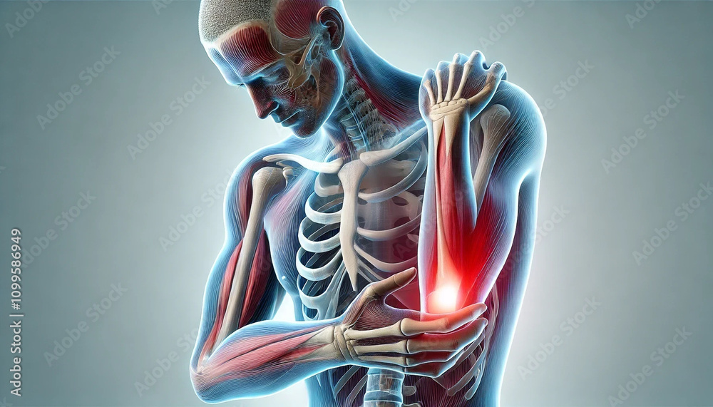 Pain in the elbow, highlighting conditions like elbow fractures ...
