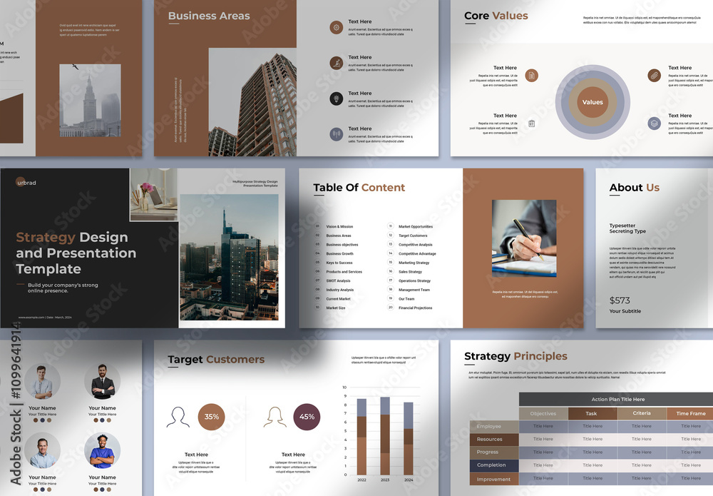 Strategy Presentation Layout Stock Template | Adobe Stock