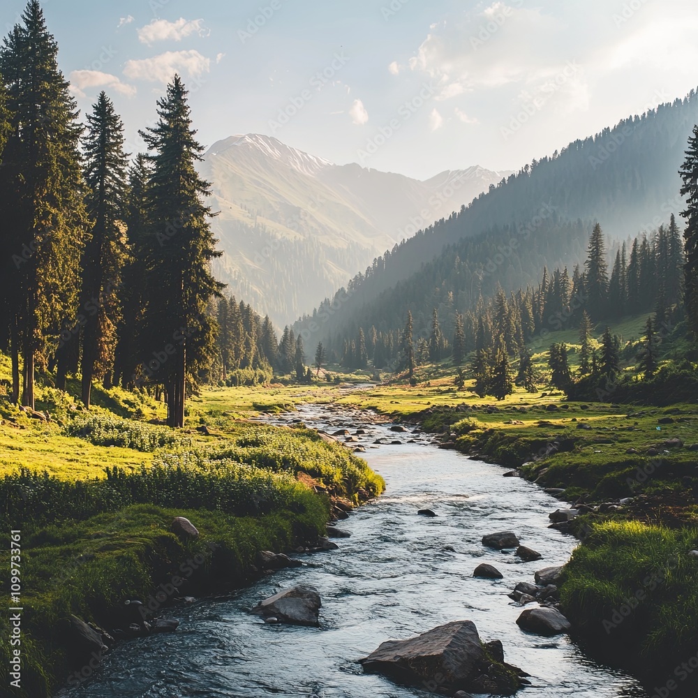 Picture of Mountain, Trees, River and Stream of adjoining areas of ...