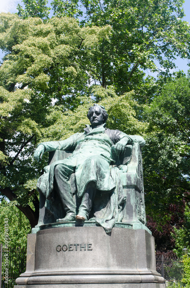 Statue of the famous German writer Johann Wolfgang von Goethe outside the Burggarten in downtown ...