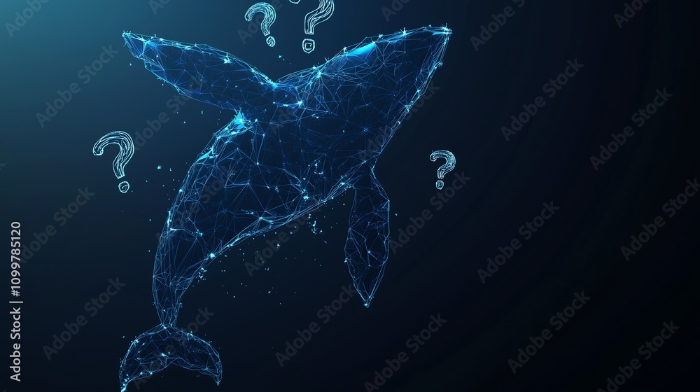 ภาพประกอบสต็อก Abstract Whale with an Array of Question Marks ...