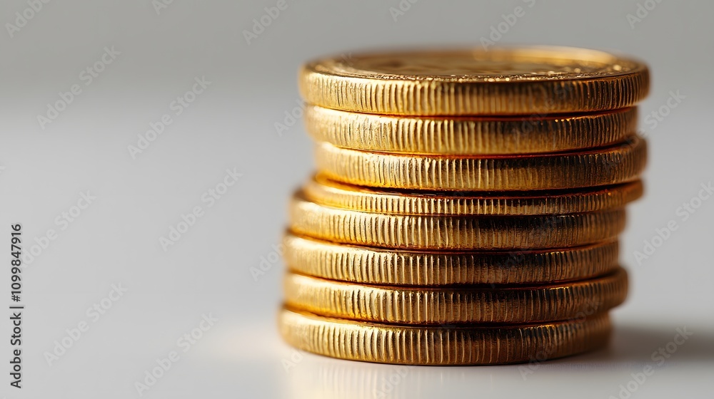 Professional product photography of ascending stacked gold coins ...
