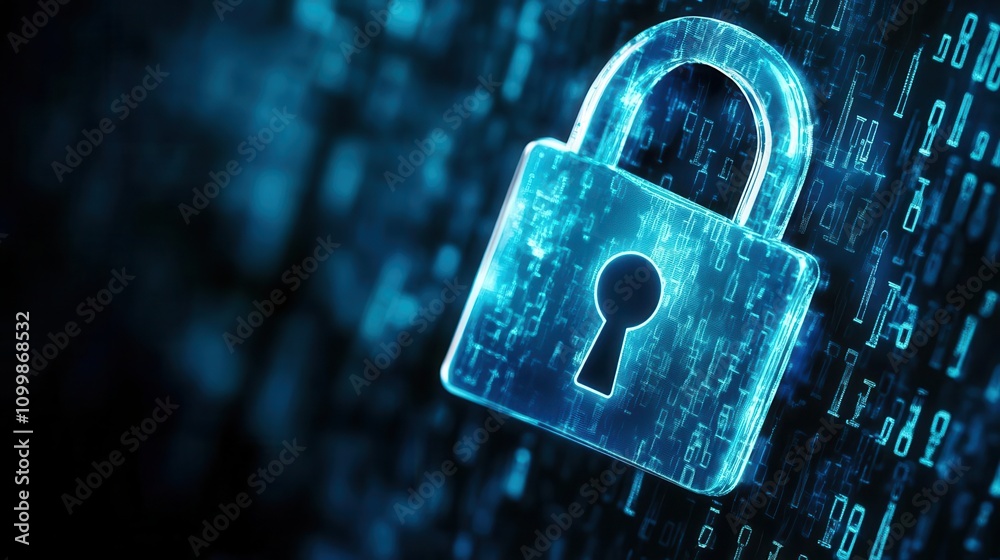 Hacking icon overlay on a network diagram with central blank space ...