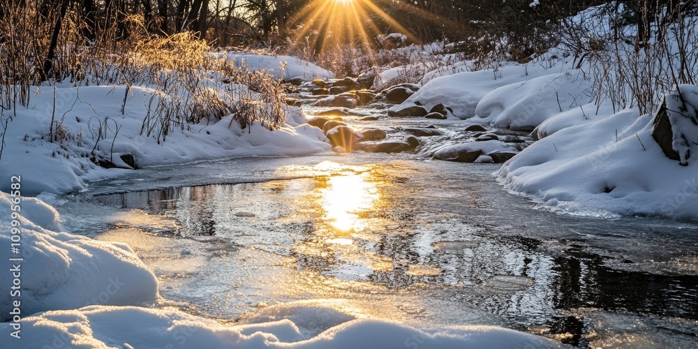 Snow melts in sunlight, transitioning to ice during cold weather ...