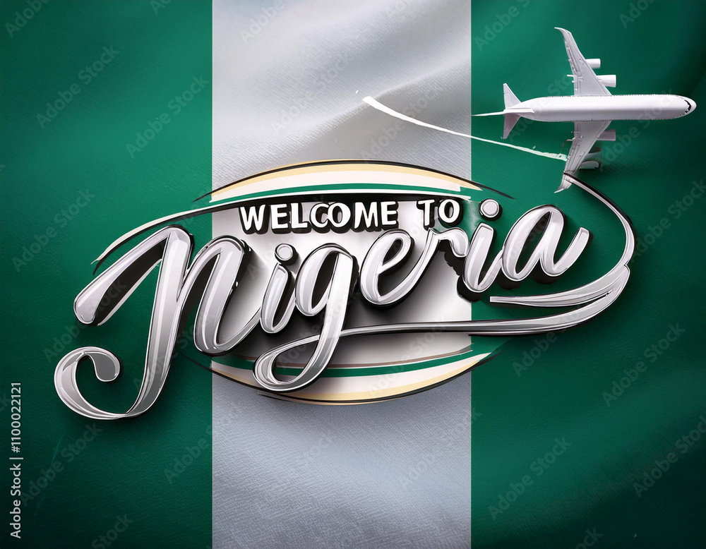 Welcome to Nigeria lettering with 3d flag. Nigeria welcome to message ...