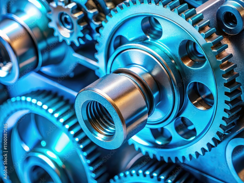 Sleek mechanical design showcases a stunning blue metallic finish ...