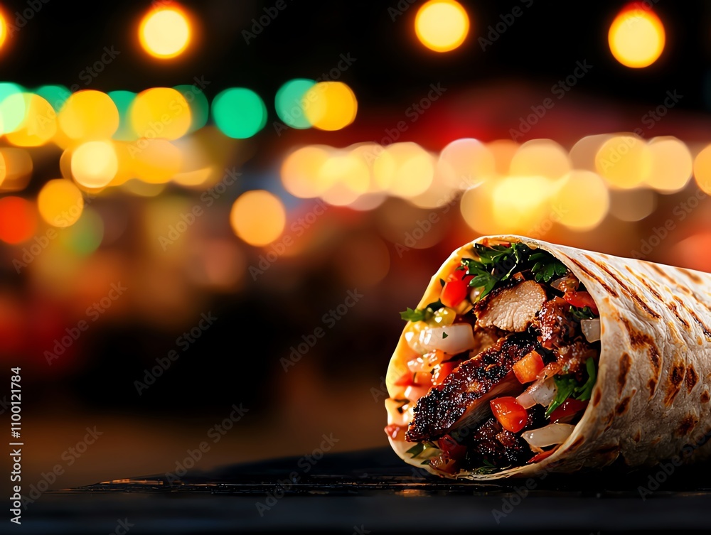 Delicious golden brown chicken shawarma wrap street food market food ...