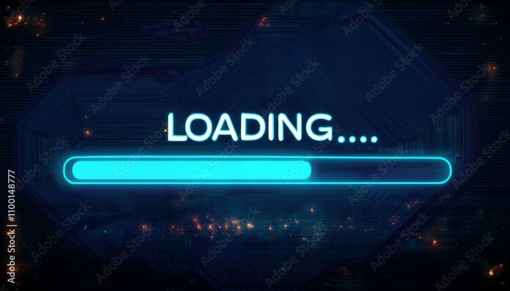 Cyberpunk Loading Bar: Neon-lit progress bar on dark futuristic ...