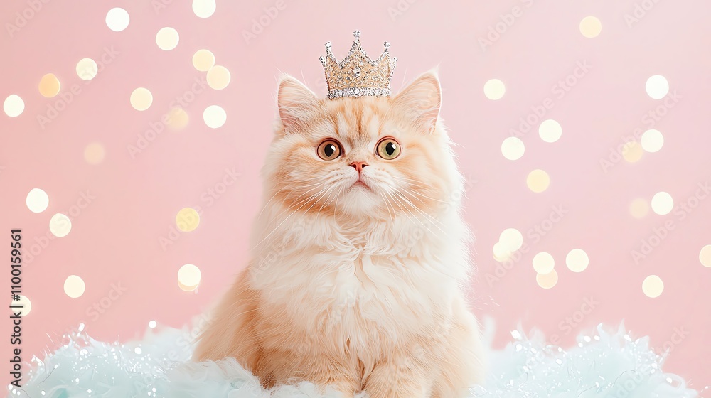 Adorable crowned cat on fluffy backdrop. petfluencer influencer pet ...