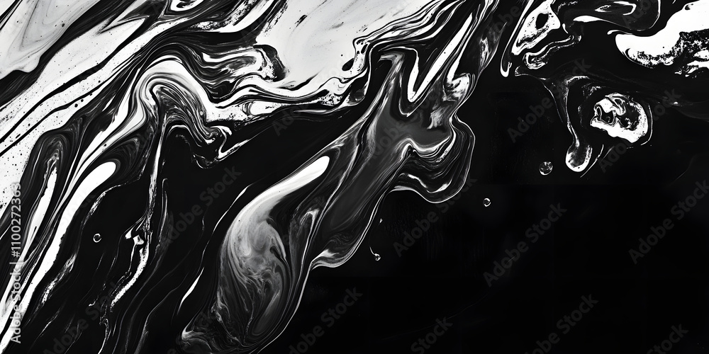 Black and White Abstract Art, Fluid Painting Black and White ...