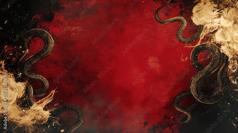 Delicate Brushstroke Snakes in Traditional Chinese Ink-Wash Style ...