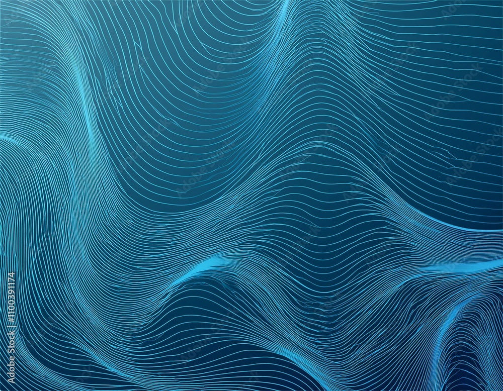 3d sea and ocean depth topographic map banner background curved wavy ...