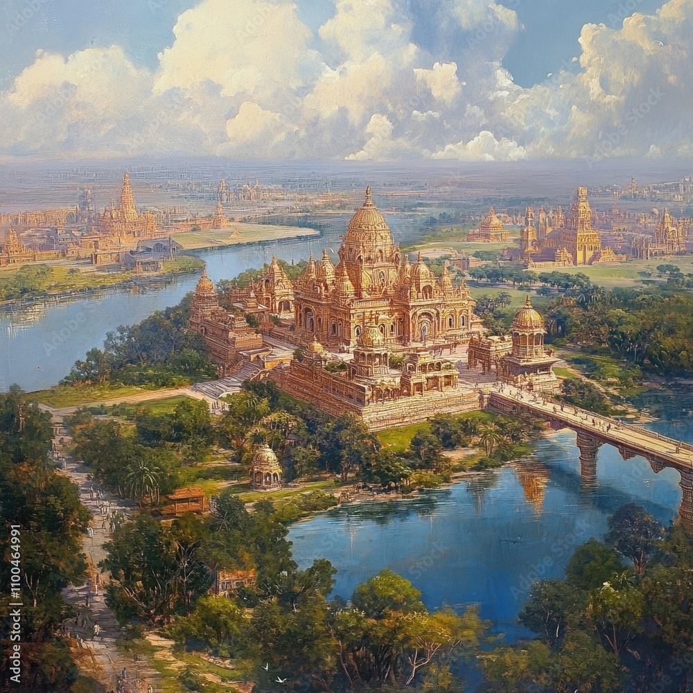 An awe-inspiring view of Goloka Vrindavan, showcasing its magnificent ...