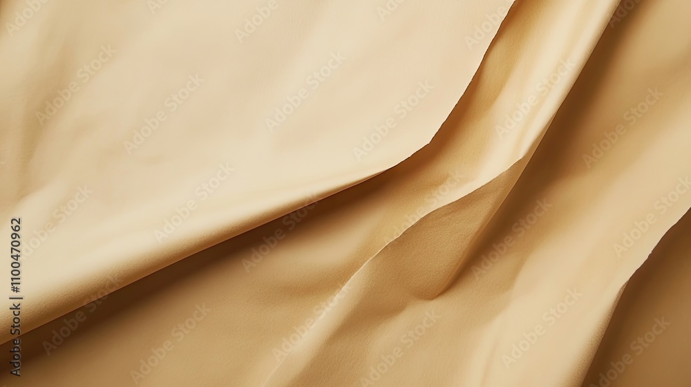 Close-up of soft beige fabric with subtle folds, creating an elegant ...