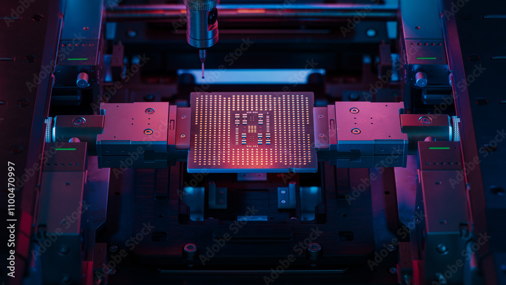 Microchip on Conveyor Line during Production and Packaging Process on ...