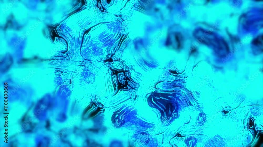 Iridescent abstract cyan color liquid metal colorful background, 3d ...