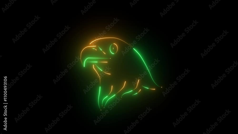 Green yellow color neon glowing Magical eagle in flight, symbol of ...