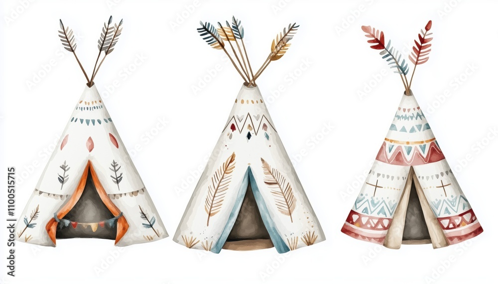 Hand Drawn Water Tribal Teepee In White With Quote: A Traditional ...