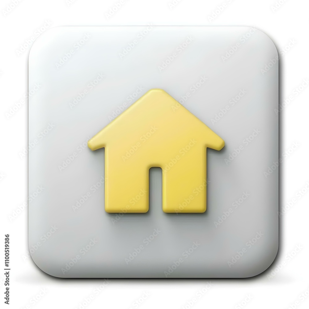 A simple yellow house icon with a triangular roof and rectangular base ...