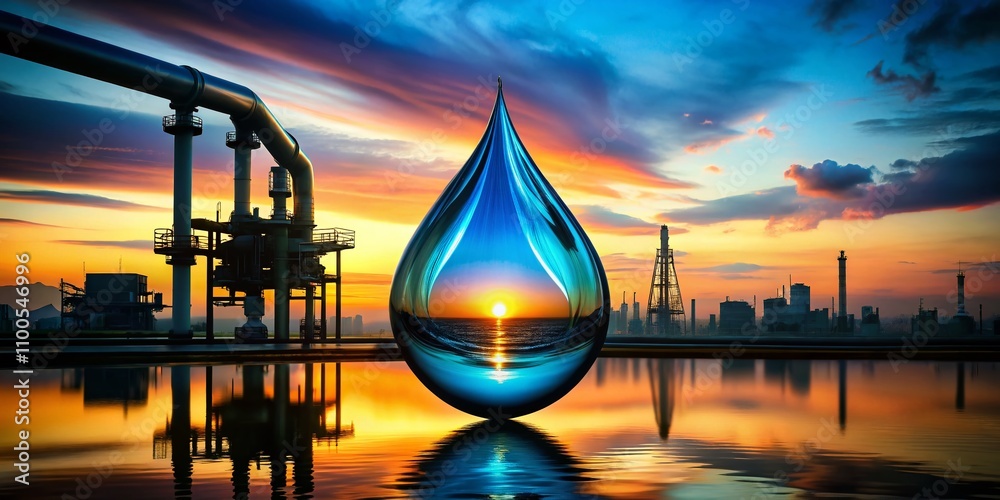 Abstract Silhouette of Water Droplet and Oil Pipeline Design for ...