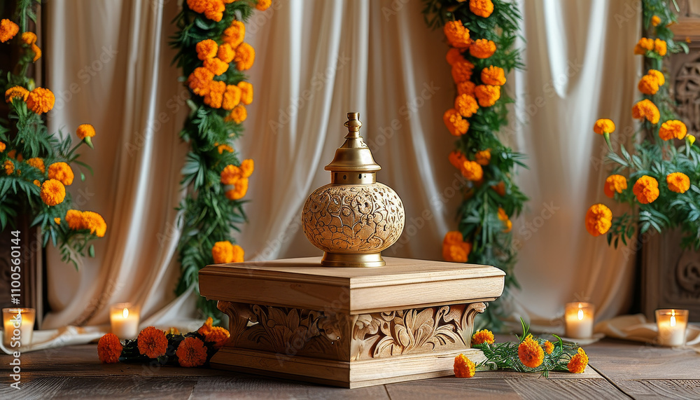Diwali Floral Concept, Indian Hindu product display podium mock up ...