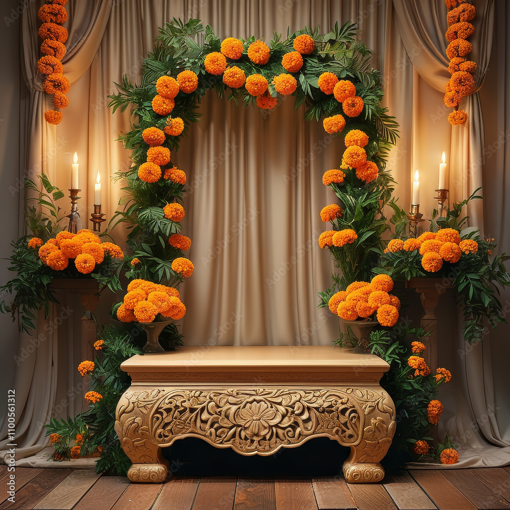 Diwali Floral Concept, Indian Hindu product display podium mock up ...