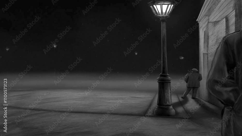 alone men walking for the city at night dark style composition paint ...
