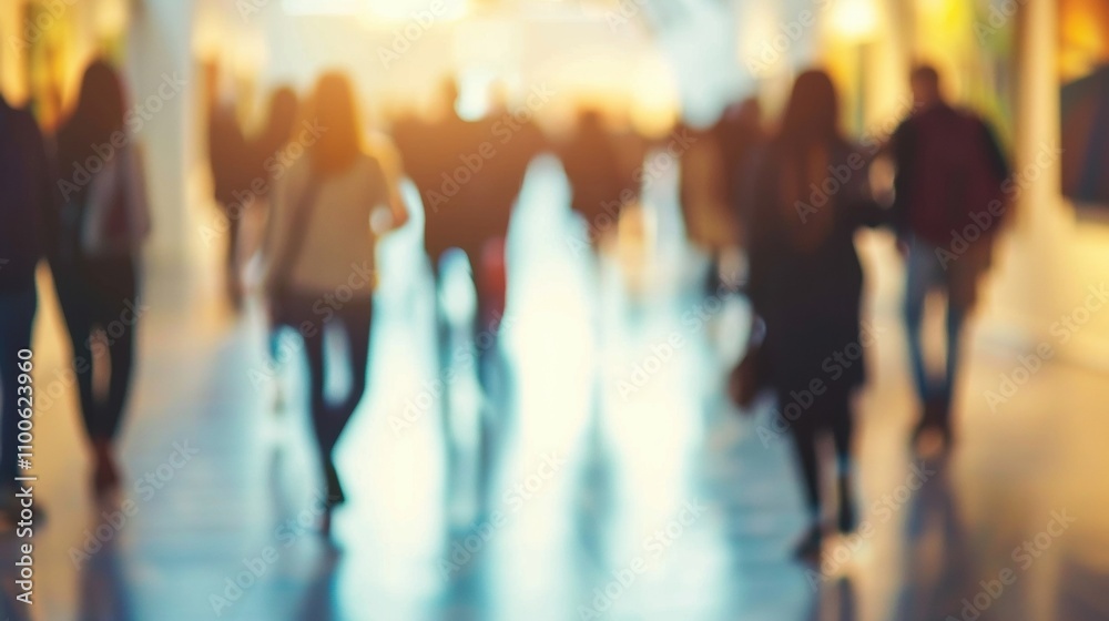 Quiet murmurs and gentle footsteps can be heard ast the defocused crowd ...