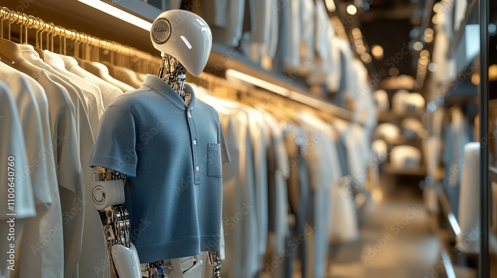 Advanced robot with ai technology navigating modern wardrobe for ...