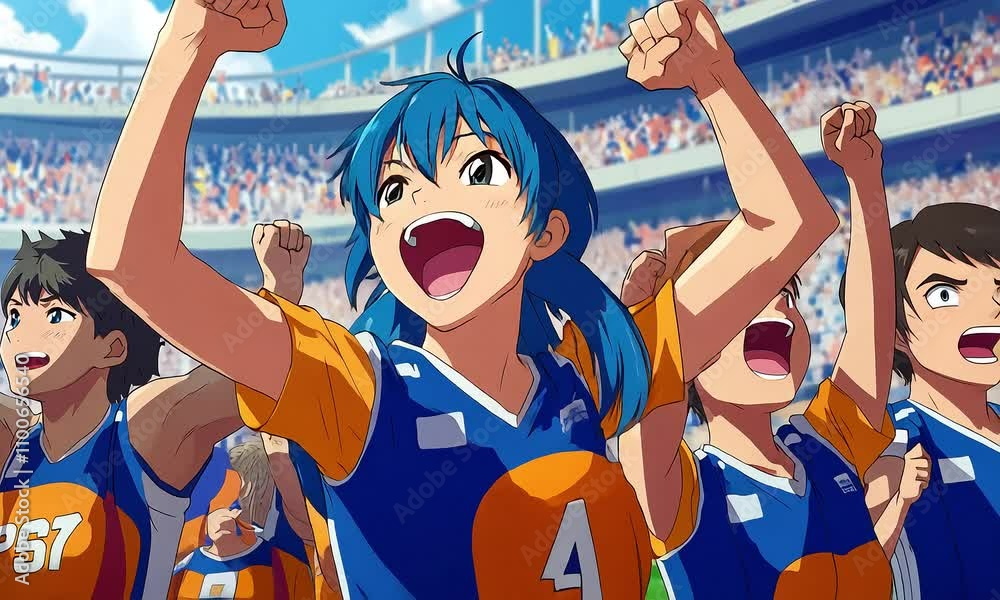Excited Sports Fans Cheering in Stadium illustration cartoon with ai ...