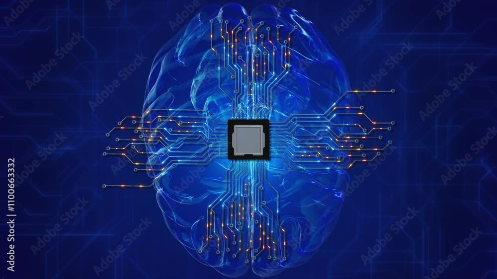 Ai artificial intelligence Futuristic processor motherboard AI data mining. Computer chip ...
