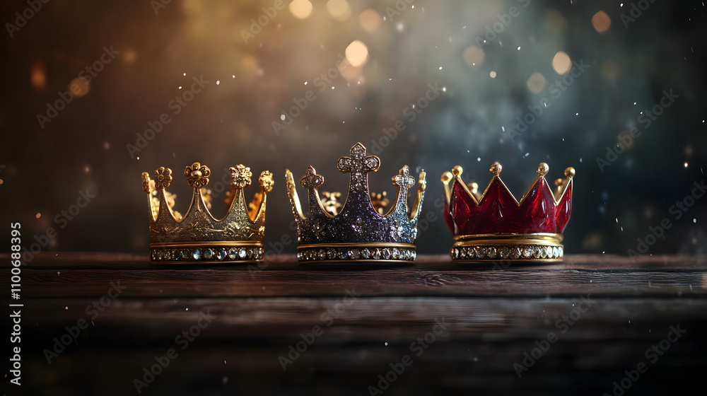 una mesa de madera con destellos de luces con espacio de copia con las ...