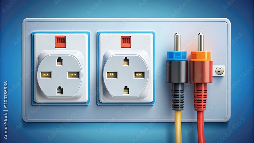 Panoramic View of British Electrical Plugs and Sockets – Detailed Three ...
