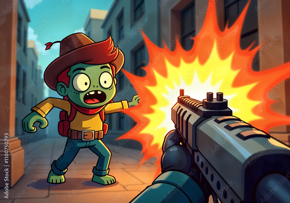 Exciting Animated First Person Shooter Featuring a Cartoon Zombie Blast ...
