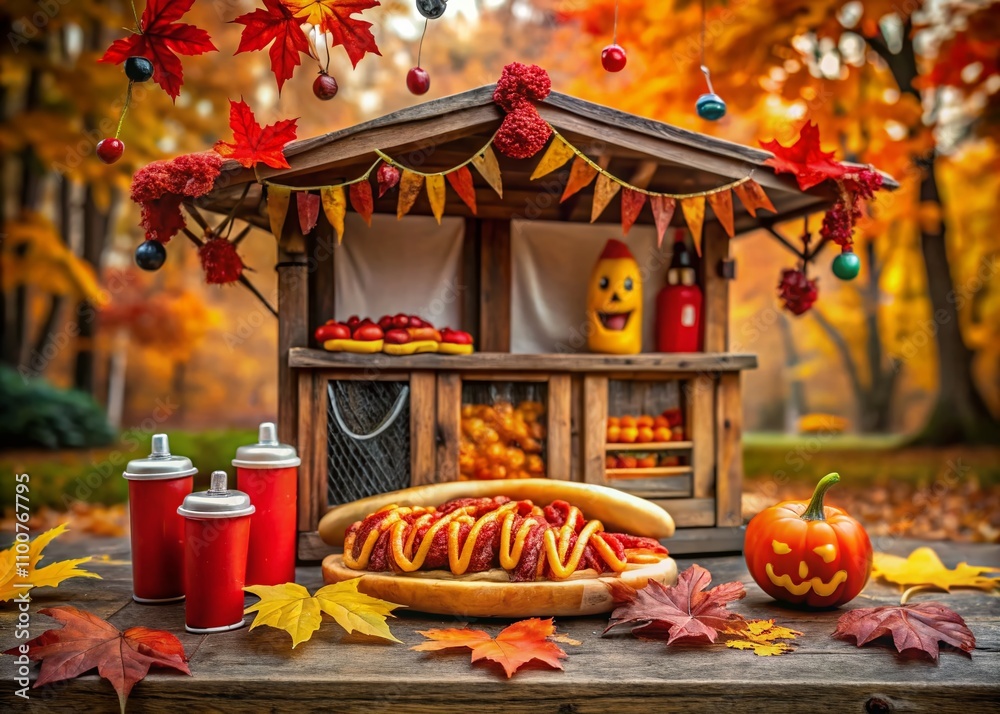 Spooky Halloween Hot Dog Stand with Blood-Red Ketchup and Spider-Web ...