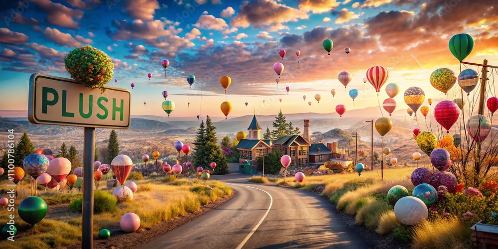 Surreal City Limit Sign of Plush, Oregon, Captured in a Dreamlike ...