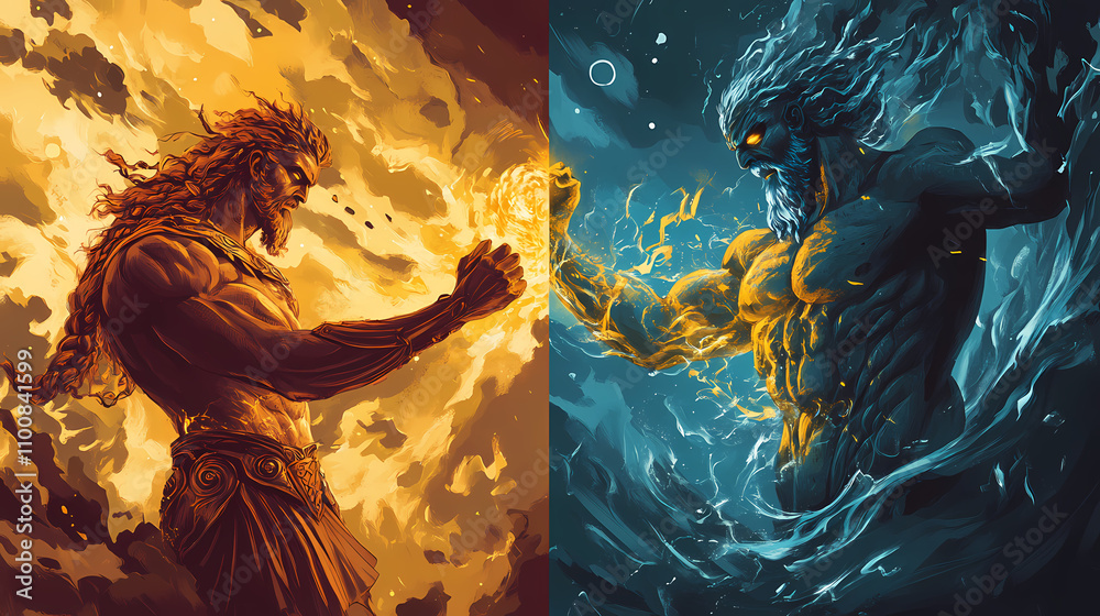 Greek mythology monsters vs gods, ai generative. Mythology ...