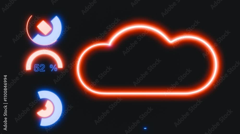 3D animation illustration of sci-fi cloud computing concept with an ...