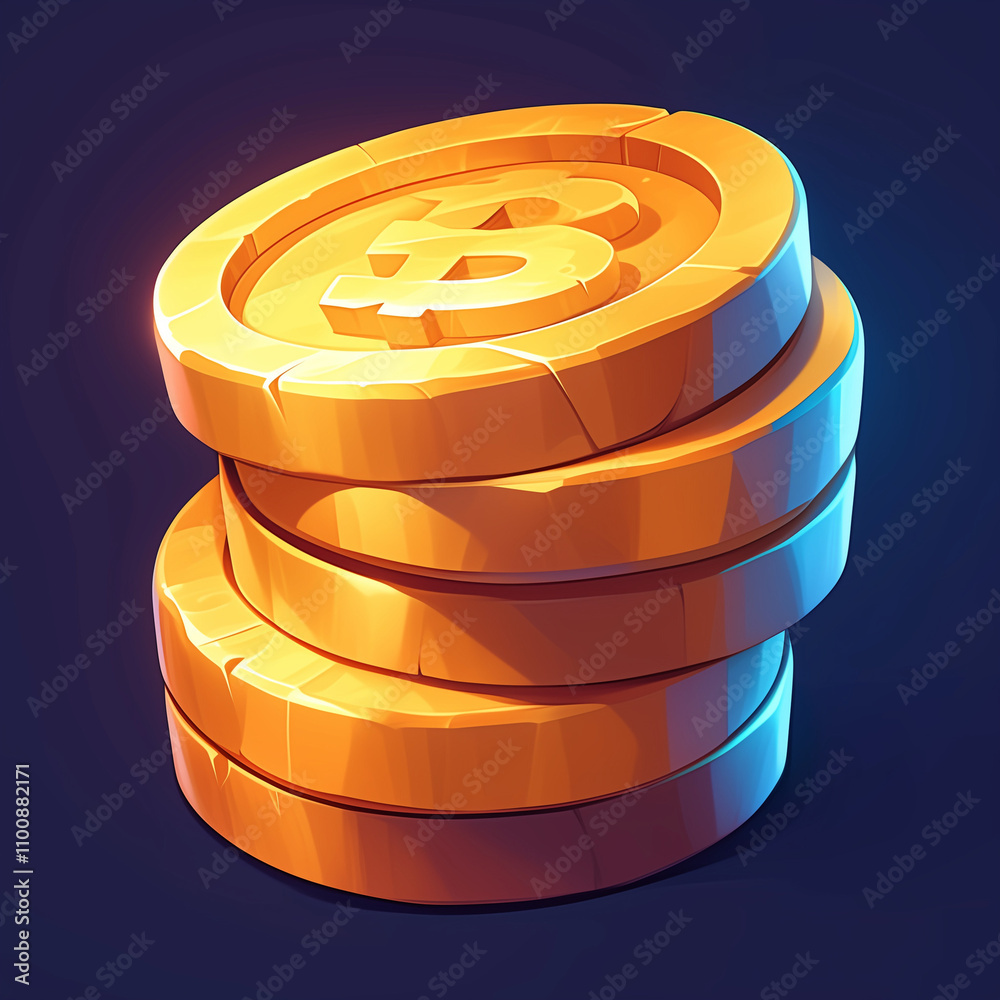 Smiley Face Coin Stack with Blue Border Glow - Premium Game Currency ...