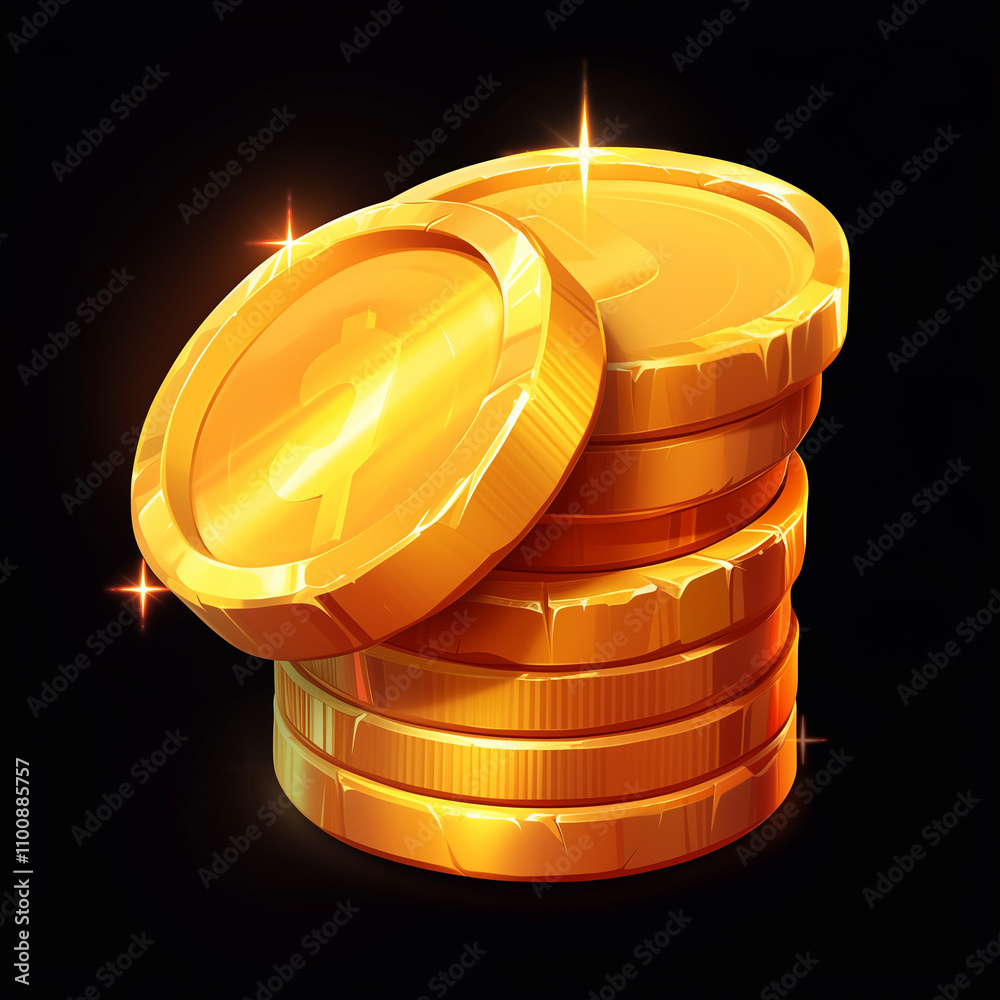 Stacked Gold Coins with Classic Design - Premium Game Currency Asset ...